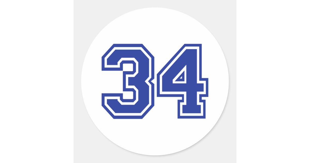 34 - number classic round sticker | Zazzle