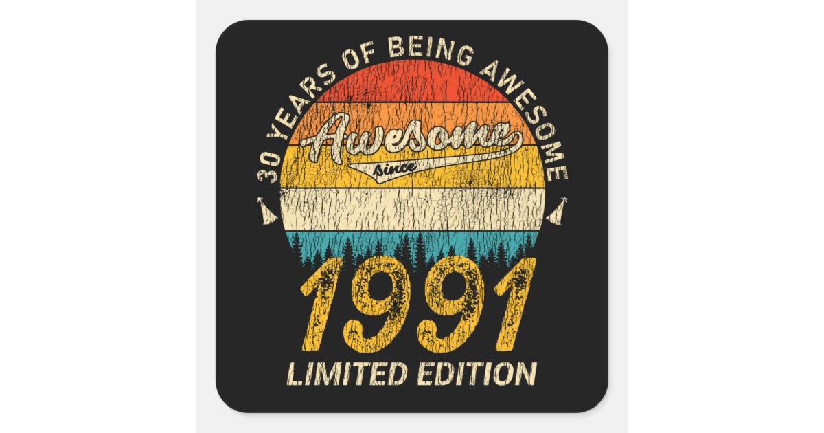34 Year Old Birthday Legend 34th Birthday Gift Square Sticker | Zazzle