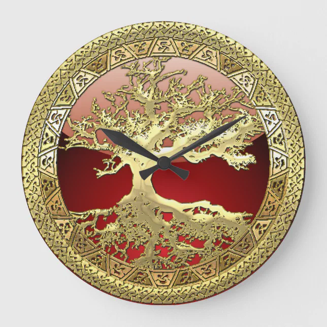 [35] Golden Celtic Tree of Life Large Clock | Zazzle
