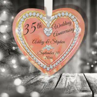 35th Wedding Anniversary Coral Diamonds Keepsake Ornament