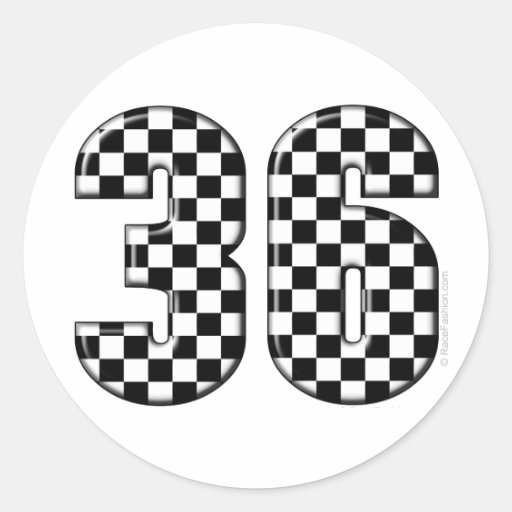 36 auto racing number round sticker | Zazzle