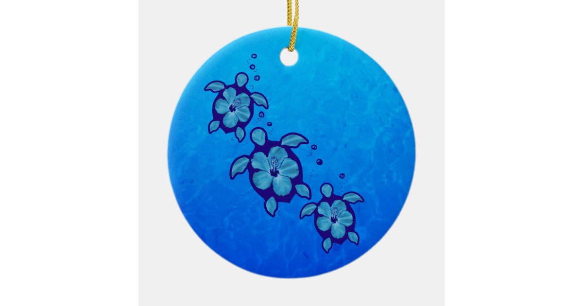 3 Blue Honu Turtles Ceramic Tree Decoration | Zazzle