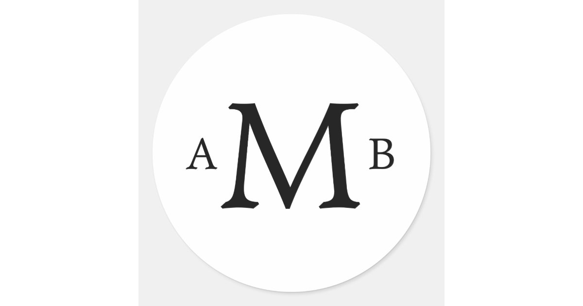 3 LETTER MONOGRAM TEMPLATE CLASSIC ROUND STICKER | Zazzle
