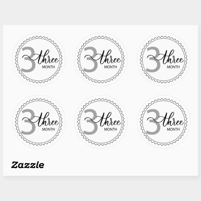 3 Month Milestone Classic Round Sticker | Zazzle