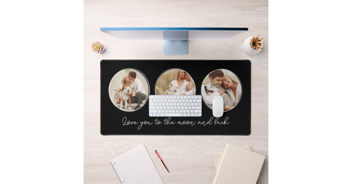 3 Photo Gallery Personalised Desk Mat | Zazzle