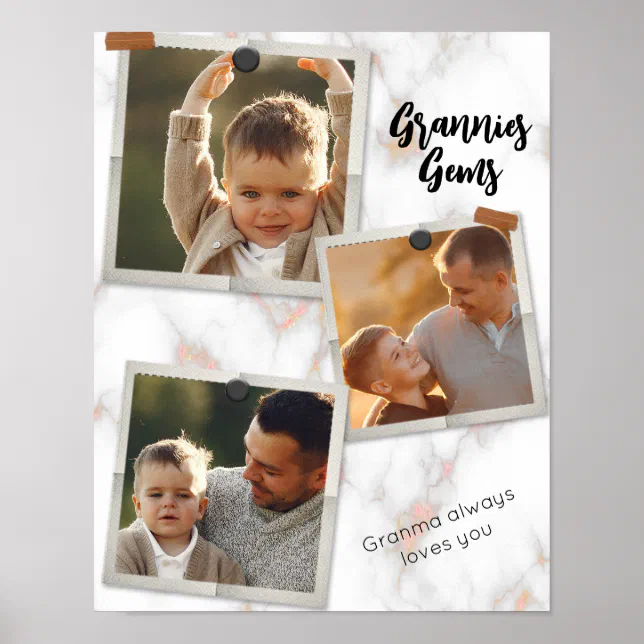 3 Three Photo Modern Elegant Collage Family Love Poster | Zazzle