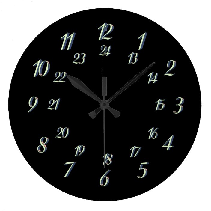 3D 24 Hour Face Large Clock | Zazzle.co.uk