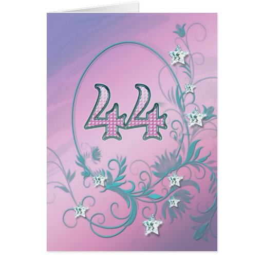 44th Birthday card with diamond stars | Zazzle