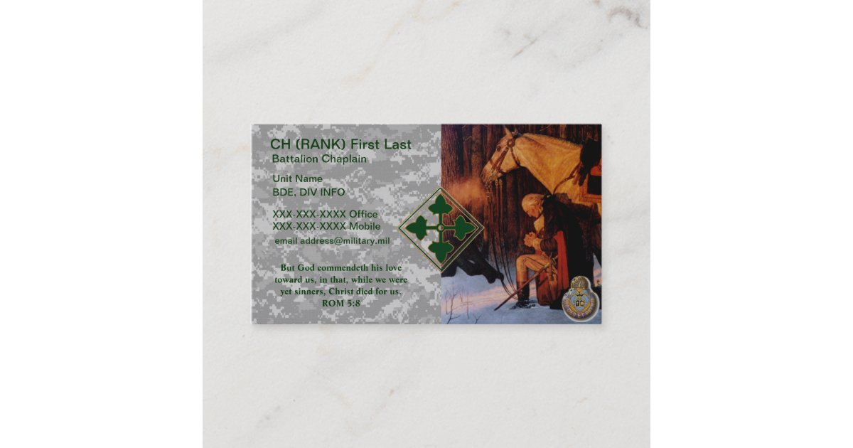 4ID Chaplain Business Card | Zazzle