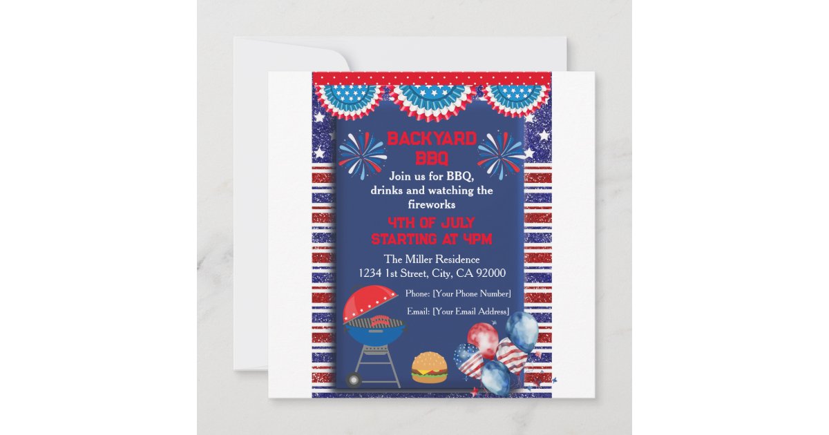 4th of July Independence day Bbq party design Invitation | Zazzle