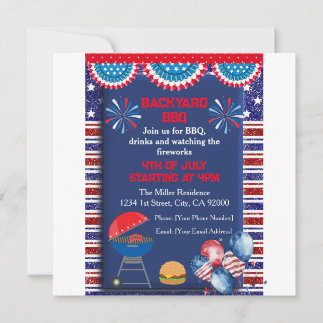 4th of July Independence day Bbq party design Invitation | Zazzle
