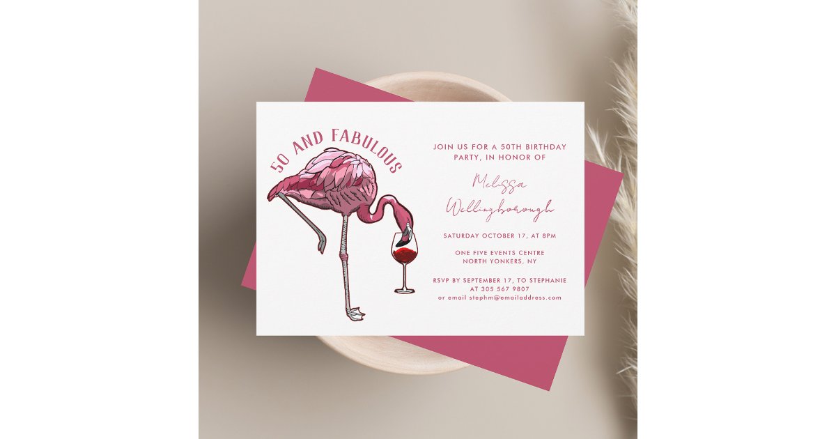 50 and Fabulous Flamingo 50th Birthday Party Invitation | Zazzle