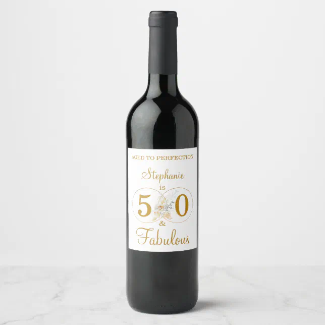 50 and Fabulous | Typography 50th Birthday Wine Label | Zazzle