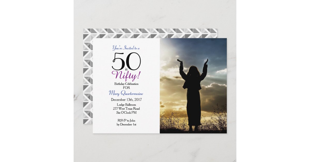 50 is Nifty! 50th Birthday Party Photo Invitation | Zazzle