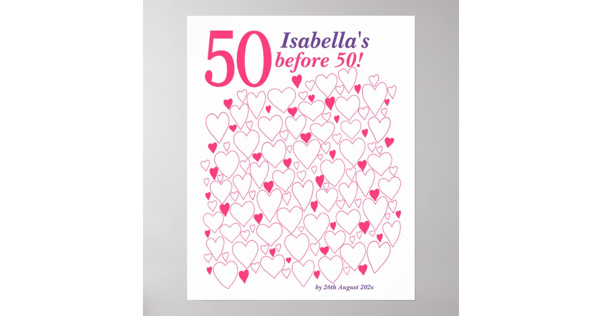 50 Things To Do Before Turning 50 Bucket List Poster | Zazzle