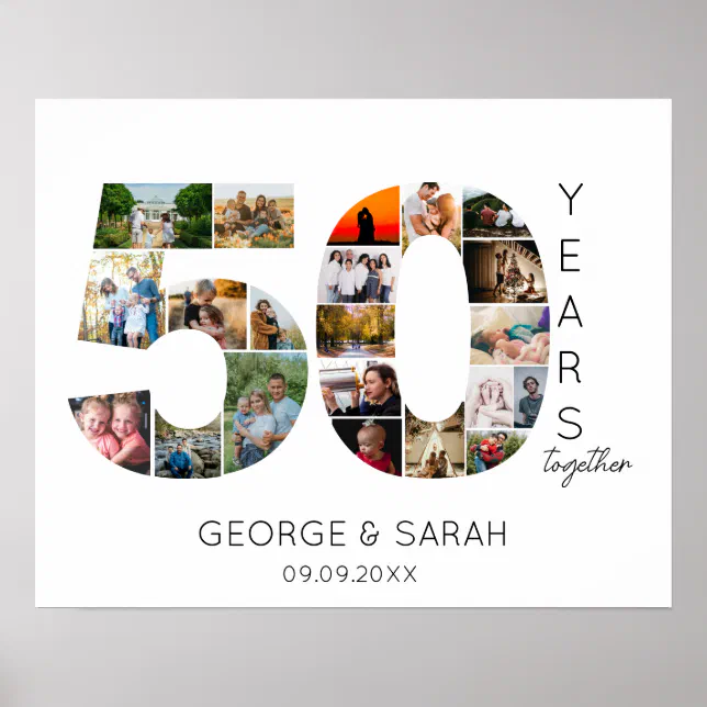 50 Years Photo Collage golden Wedding Anniversary Poster | Zazzle