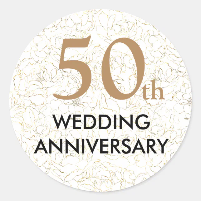 50 Years Together Wedding Anniversary Party Classic Round Sticker | Zazzle