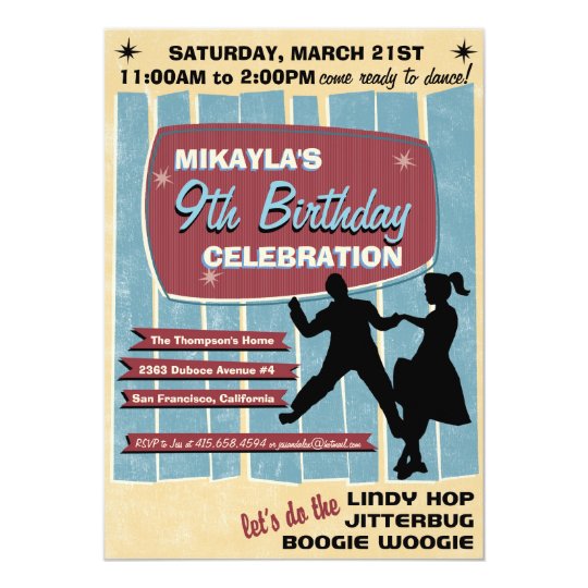 50s Sock Hop Dance Party Invitation | Zazzle.co.uk