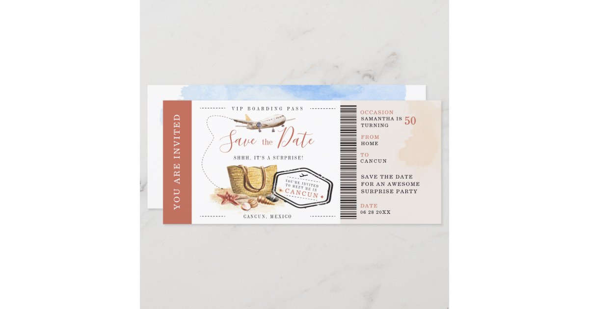 50th Birthday Boarding Pass Party Invitation | Zazzle