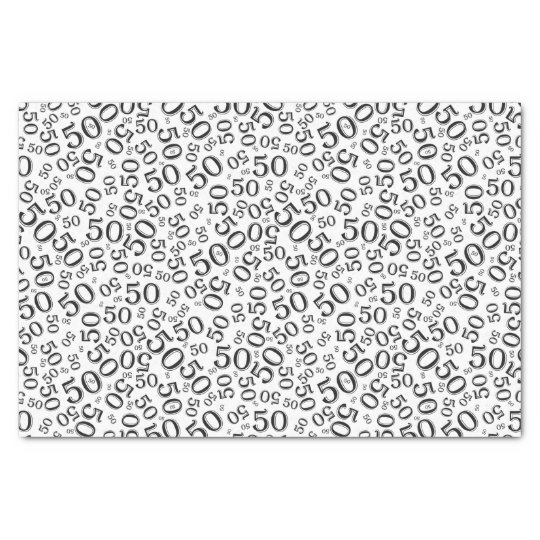 50th Birthday Number Pattern Black and White Tissue Paper | Zazzle.co.uk