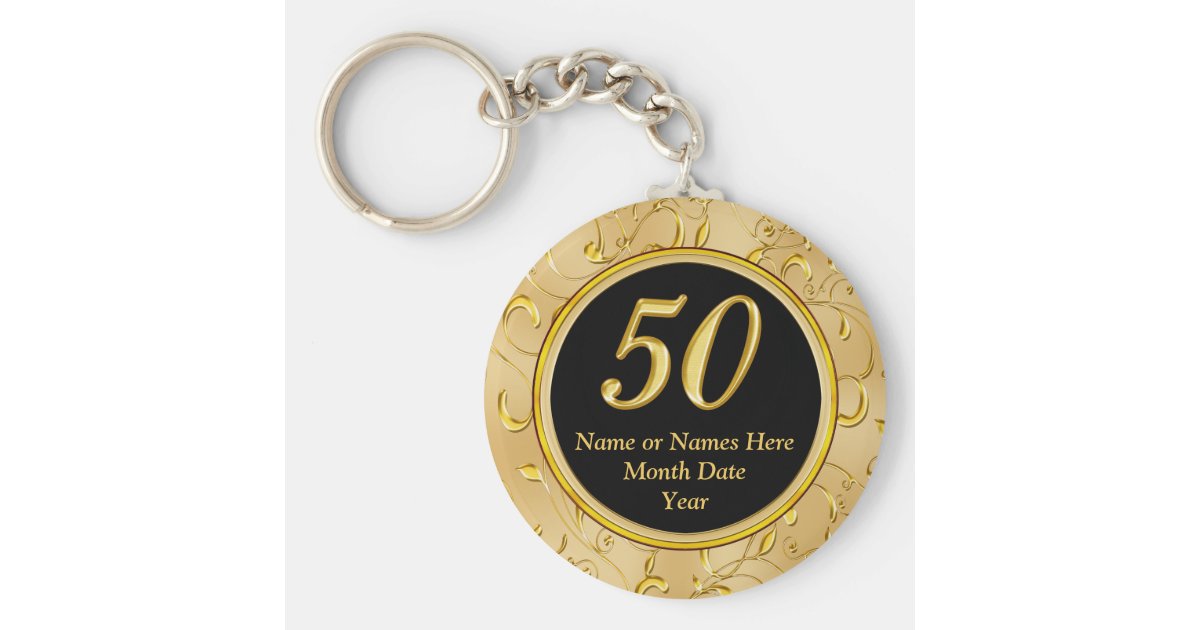 50th Birthday Party Favours 50th Anniversary Key Ring | Zazzle.co.uk
