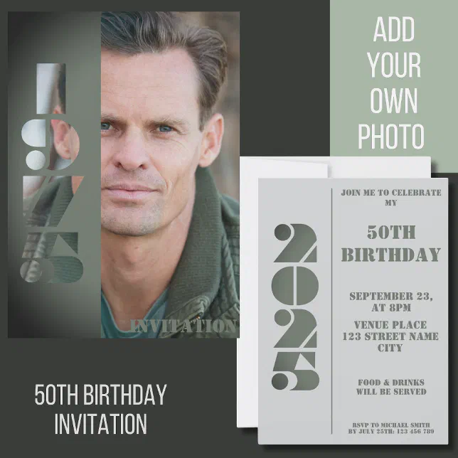 50th birthday party photo born 1975 Invitation | Zazzle
