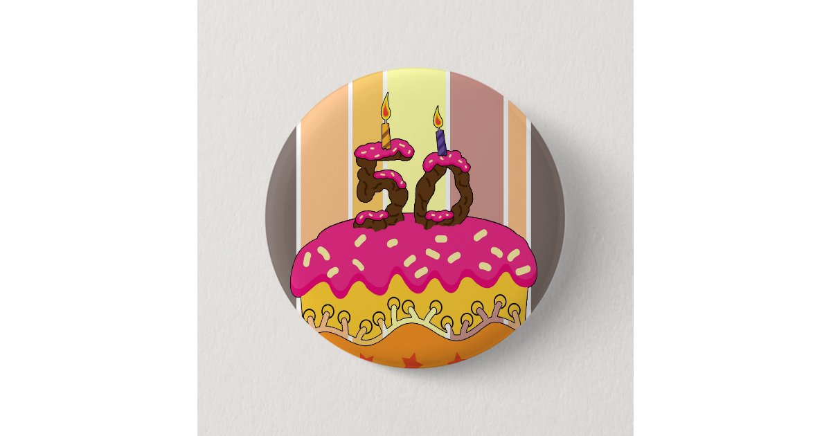 50th Birthday Pin Badge To Match Greeting Card | Zazzle