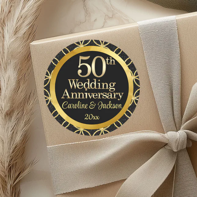 50th Gold Wedding Anniversary Gold Letters Sticker | Zazzle