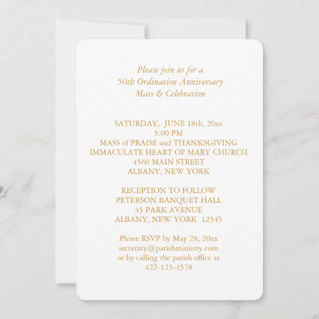 50th Golden Jubilee Priest Ordination Anniversary Invitation | Zazzle