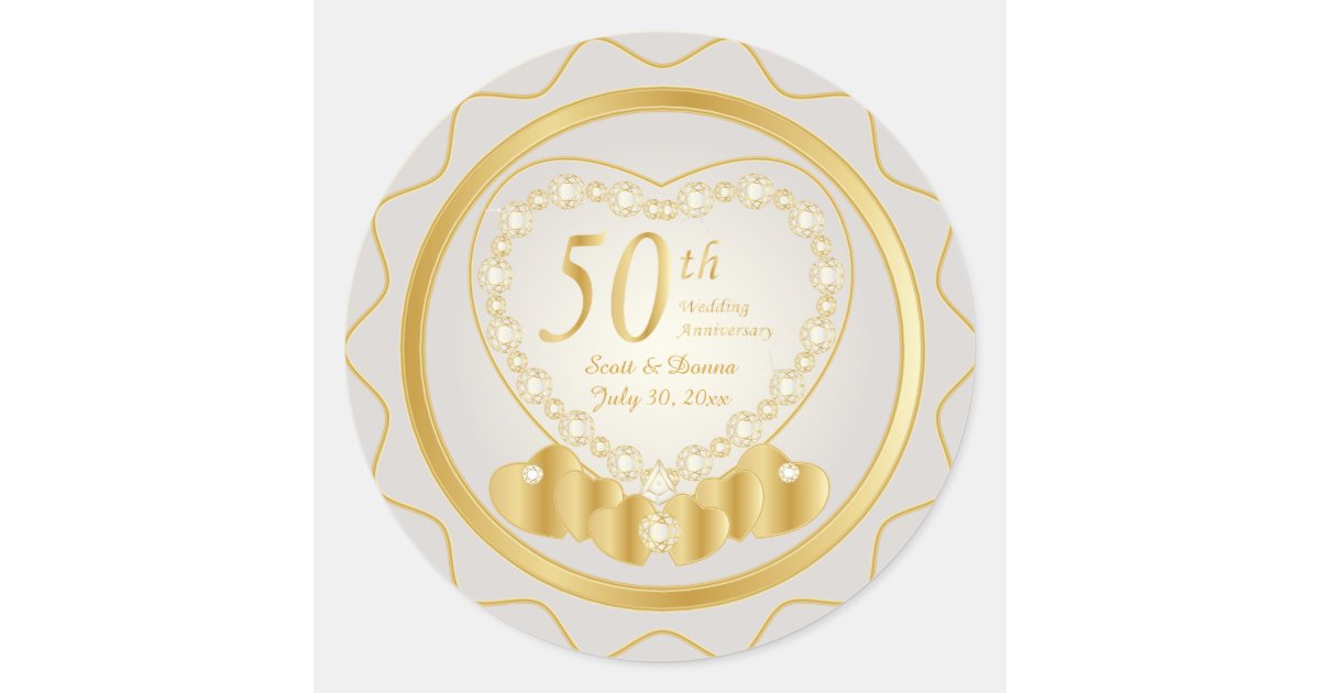 50th Golden Wedding Anniversary | DIY Text Classic Round Sticker | Zazzle