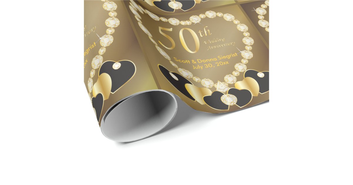 50th Golden Wedding Anniversary | DIY Text Wrapping Paper | Zazzle