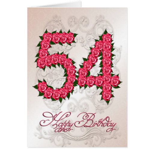 54th birthday card with roses and leaves | Zazzle