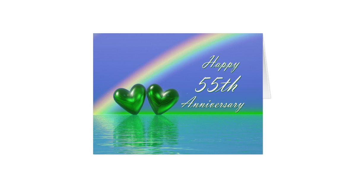55th Anniversary Emerald Hearts Card | Zazzle.co.uk