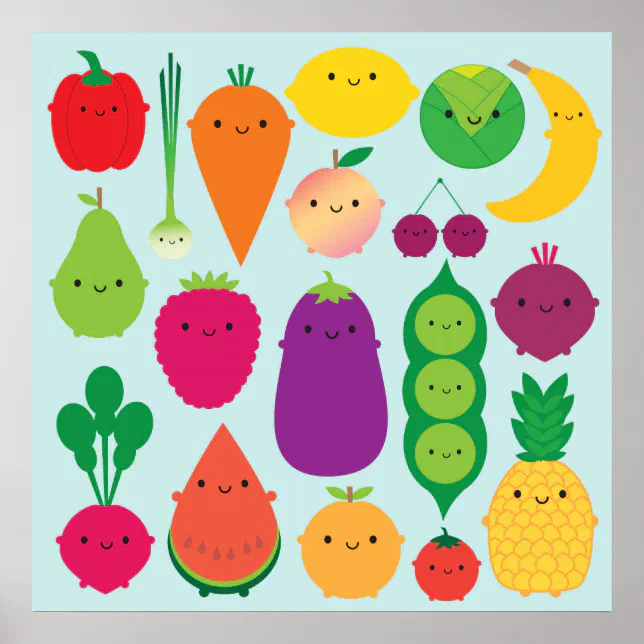 5 A Day Fruit & Vegetables Poster | Zazzle