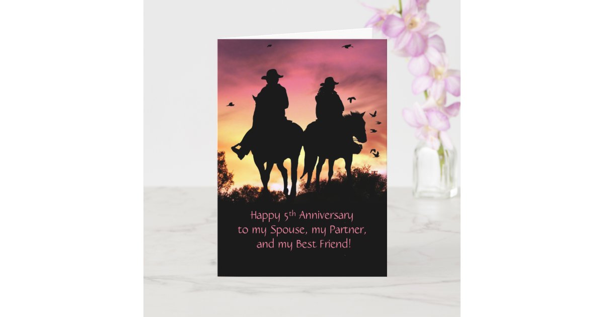 5th Anniversary Country Western Cowboy and Cowgirl Card | Zazzle