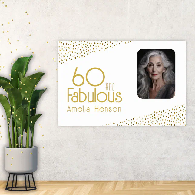 60 and Fabulous Gold Glitter Photo 60th Birthday Poster | Zazzle