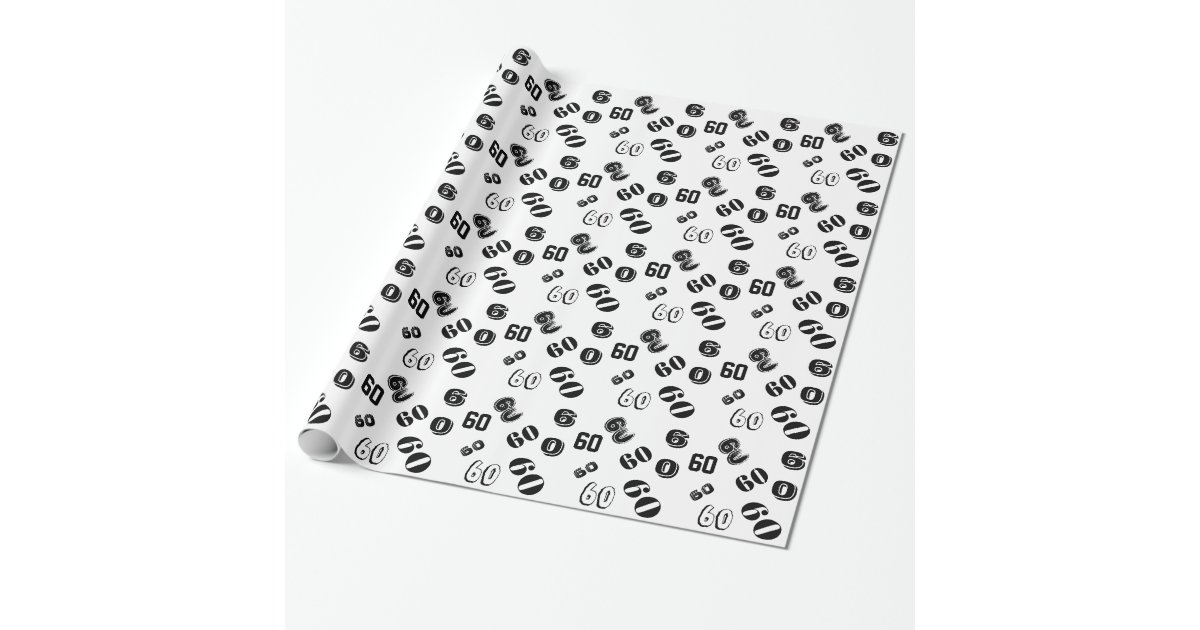 60th sixtieth birthday personalise age wrapping paper | Zazzle