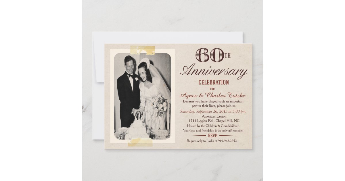 60th Wedding Anniversary Invitation Custom Photo Zazzle 60th-wedding-anniversary-invitation-custom-photo-zazzle