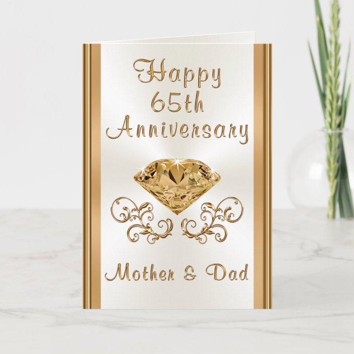 65th Wedding Anniversary Card For Parents Zazzle co uk