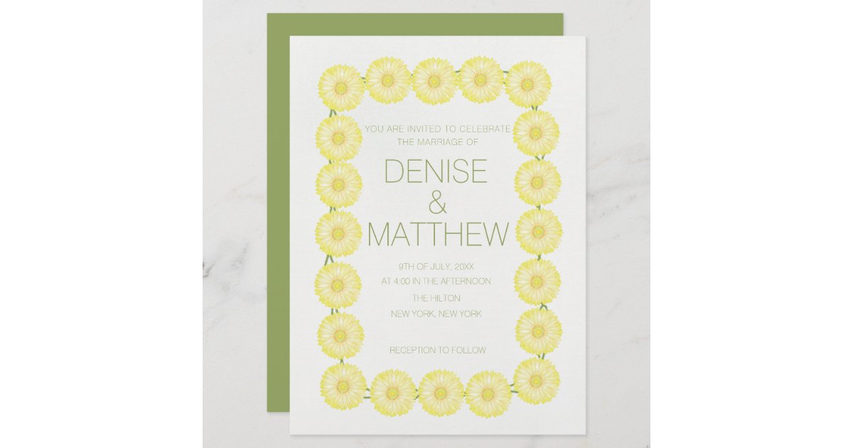 6.5" x 8.75" Yellow Daisy Chain Wedding invite | Zazzle