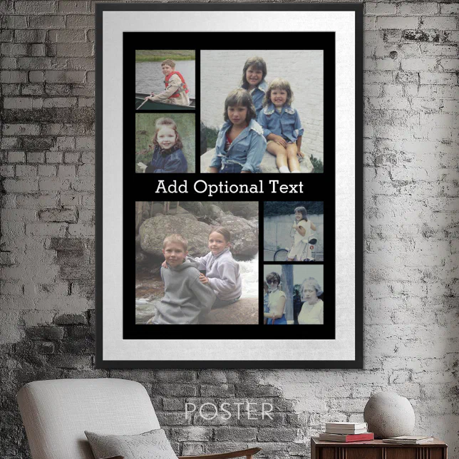 6 Photo Collage Optional Text -- CAN Edit Color Poster | Zazzle
