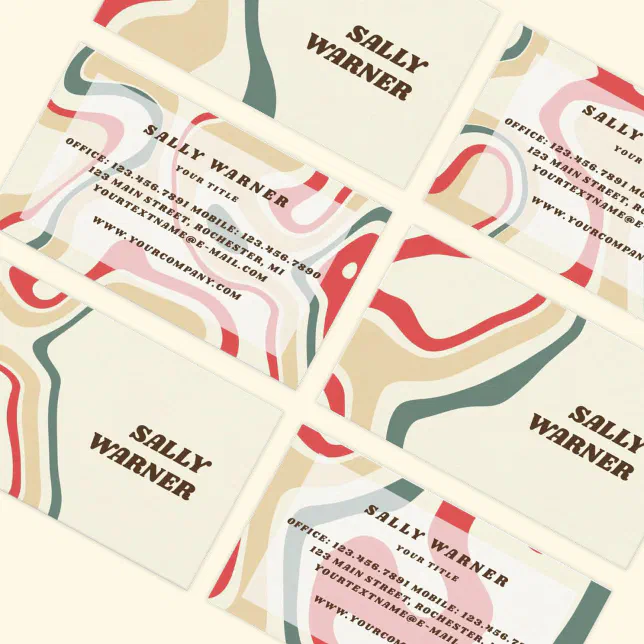70s vintage swirls retro business card | Zazzle