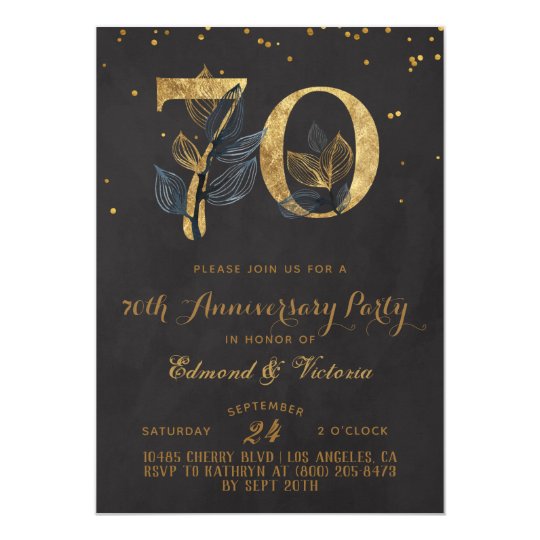 70th Anniversary Gold Floral Invitation | Zazzle.co.uk