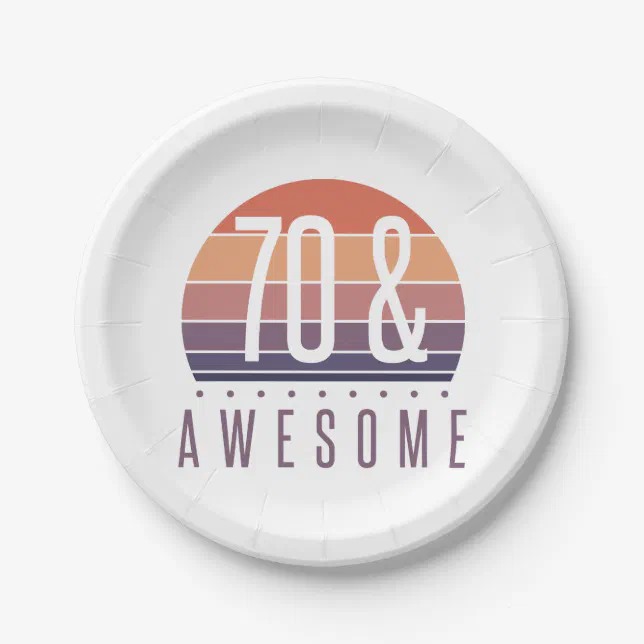 70th Birthday Retro Sunset Paper Plate | Zazzle