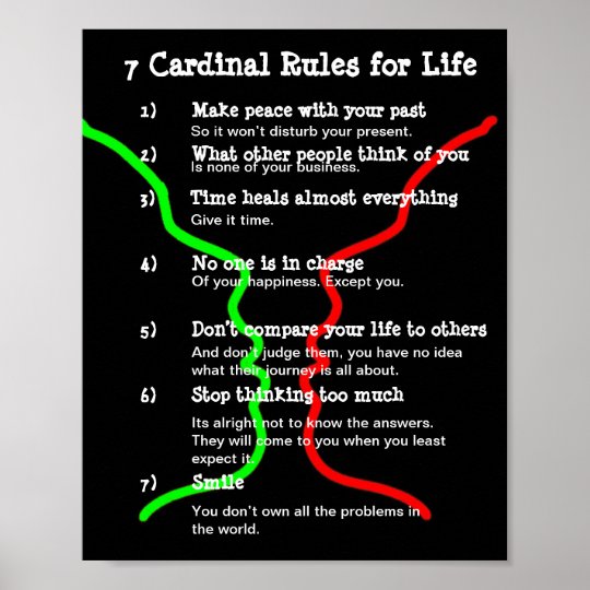 7 Cardinal Rules for LIFE Poster | Zazzle.co.uk