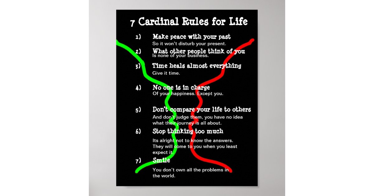 7 Cardinal Rules for LIFE Poster | Zazzle