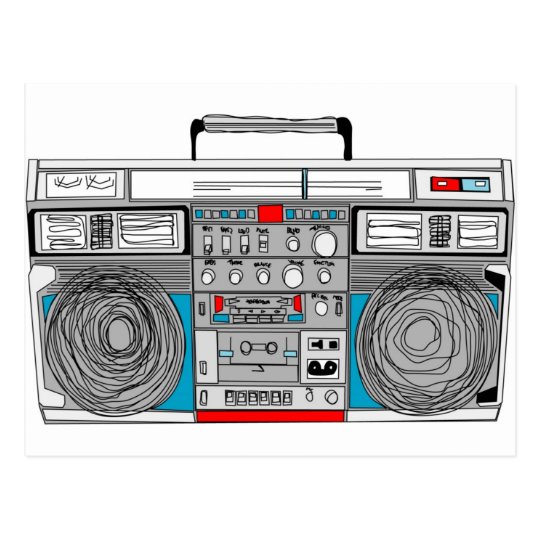80s boombox illustration postcard | Zazzle.co.uk