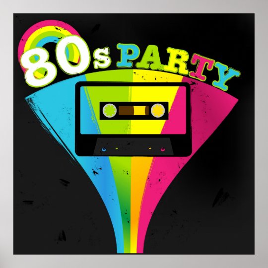 80s Party Background Poster | Zazzle.co.uk