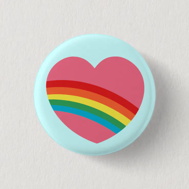 80s Rainbow Heart Button | Zazzle