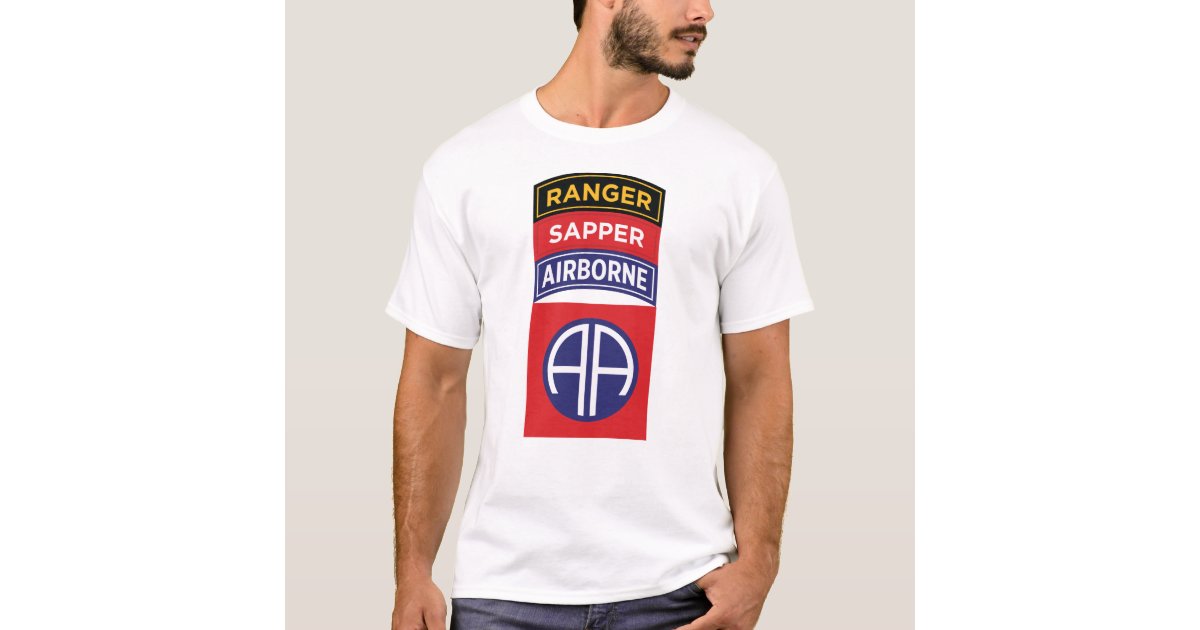82nd Airborne Division Sapper Ranger Service Badge T-Shirt | Zazzle